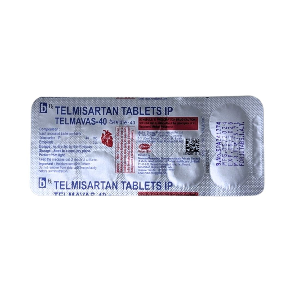 TELMAVAS 40 MG TAB – Generic for TELMA 40 MG | CRESAR 40 MG | BRITEL 4 ...